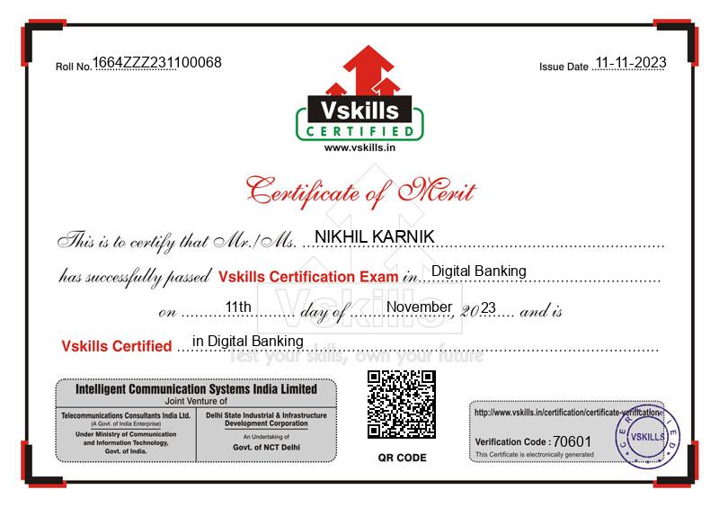 NIKHIL KARNIK - Certificate in Digital Banking
