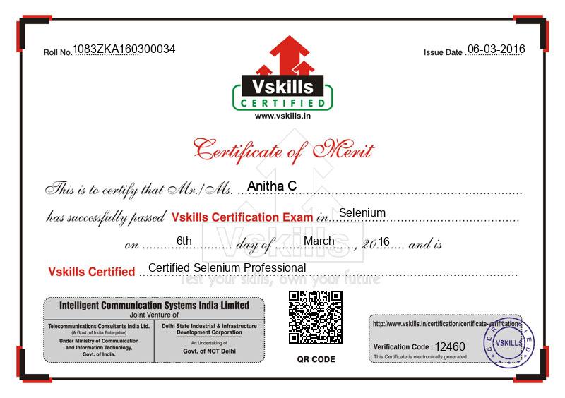 Anitha C - Certified Selenium Professional Anitha C - Certified Selenium Professional