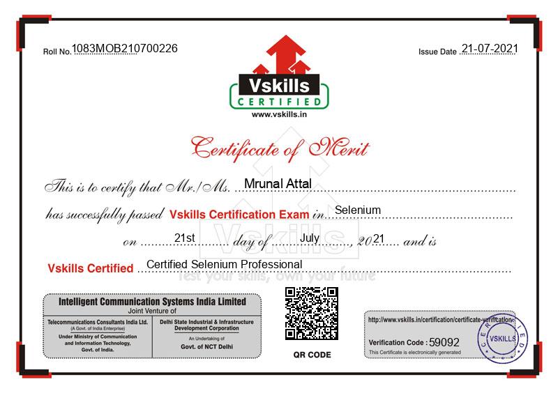 Mrunal Attal - Certified Selenium Professional Mrunal Attal - Certified Selenium Professional