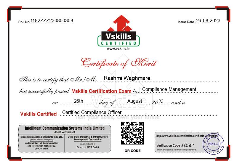 Rashmi Waghmare - Certified Compliance Officer